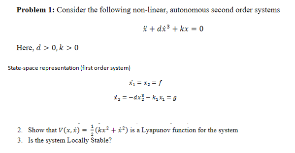 Solved Problem 1: Consider the following non-linear, | Chegg.com