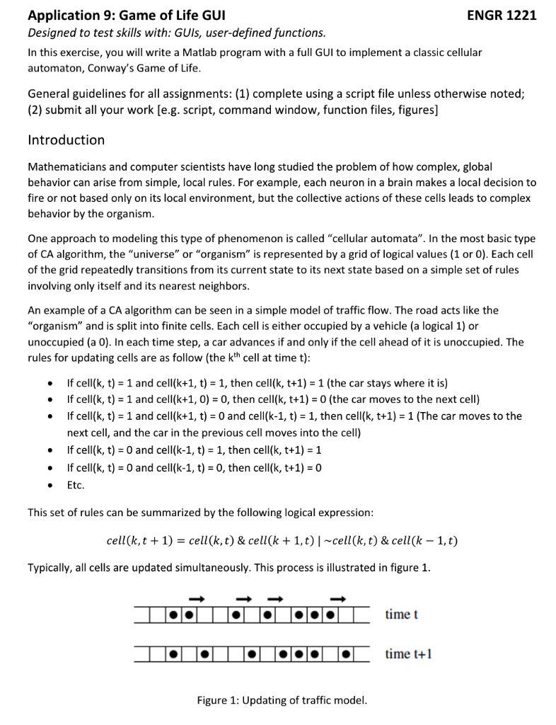 Application 9: Game of Life GUI Designed to test | Chegg.com