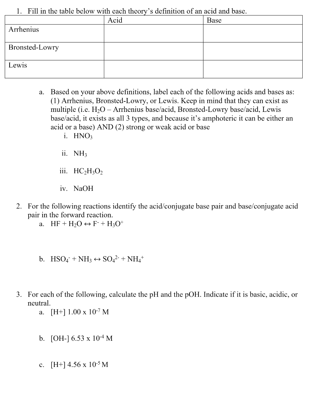 Solved 1. Fill in the table below with each theory's | Chegg.com