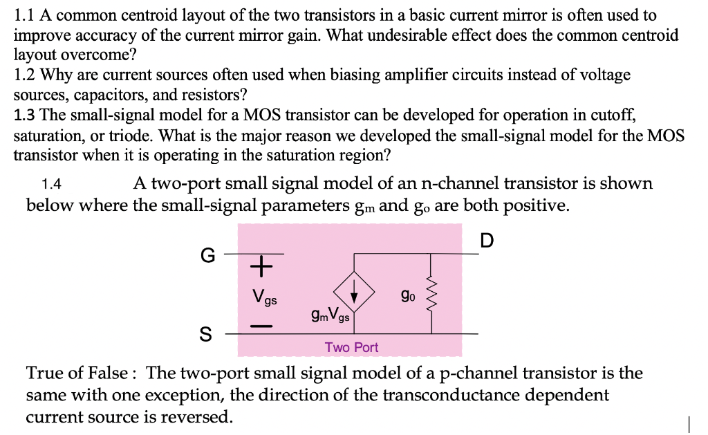 Solved 1.1 A common centroid layout of the two transistors | Chegg.com