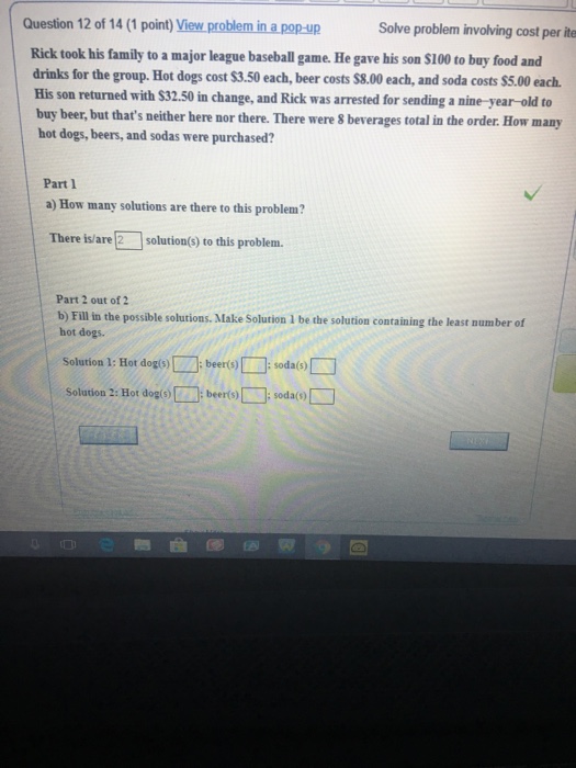 Solved Question 12 of 14 (1 point) View problem in a pop-up | Chegg.com