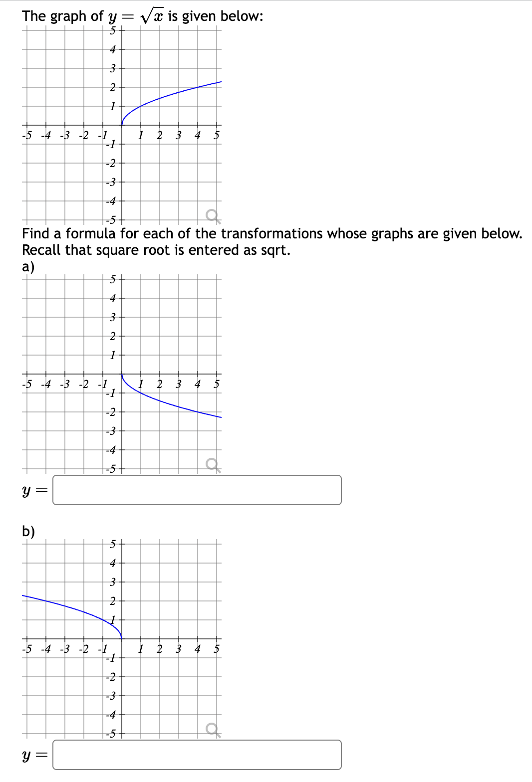 Solved The graph of y=x is given below: Find a formula for | Chegg.com