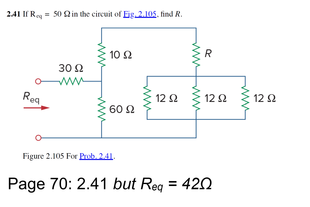 Solved 2.41 If Req = 50 Ω in the circuit of Eig. 2.105, find | Chegg.com