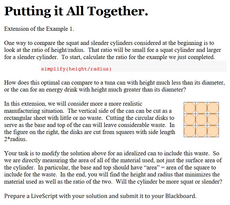 MATLAB Putting it All Together. Extension of the | Chegg.com