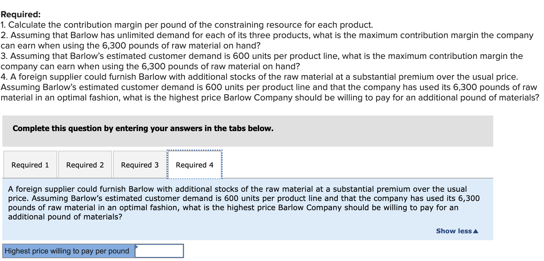 Solved Barlow Company manufactures three products-A, B, and | Chegg.com