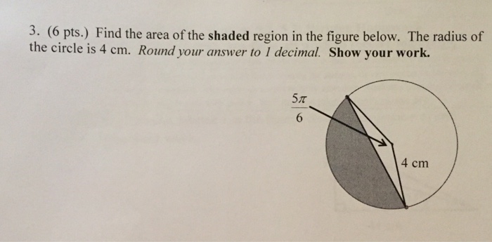 Solved 3. (6 pts.) Find the area of the shaded region in the | Chegg.com