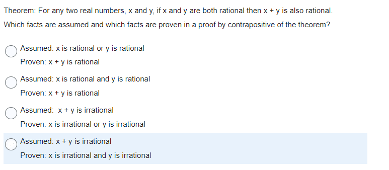 Solved Theorem: For any two real numbers, x and y, if x and | Chegg.com