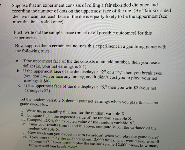 Solved Suppose that an experiment consists of rolling a fair | Chegg.com