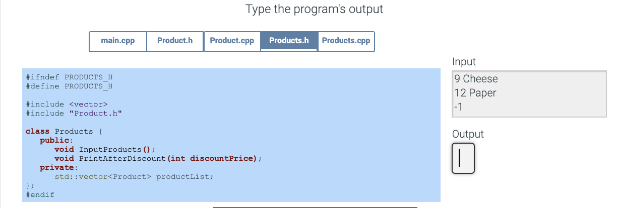 Solved Type the program's output main.cpp Product.h | Chegg.com