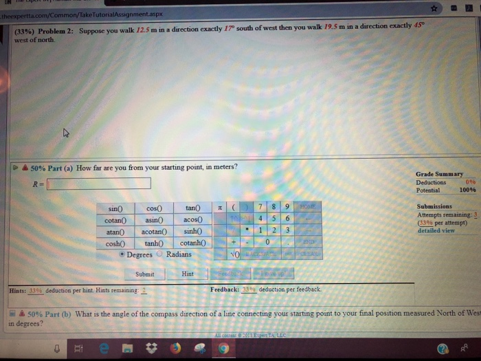 Solved mon/TakeTutorialAssignment.aspx walk 12.5 m in a | Chegg.com