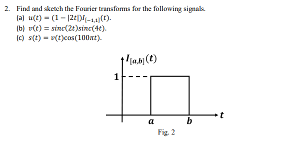 Solved 2. Find and sketch the Fourier transforms for the | Chegg.com