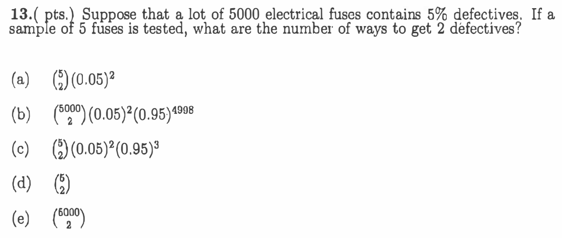 Solved 13. ( pts.) Suppose that a lot of 5000 electrical | Chegg.com