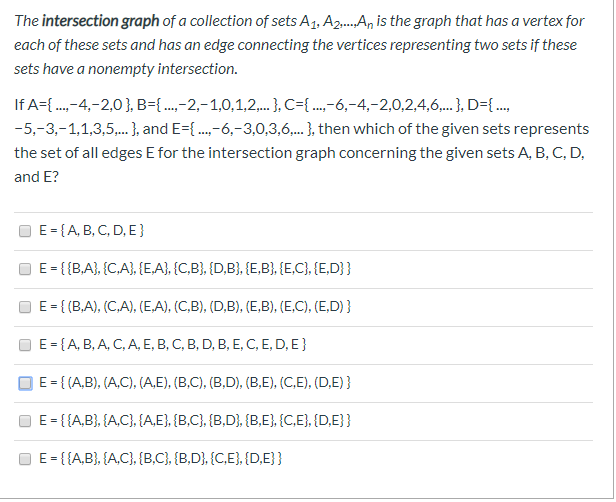Solved The intersection graph of a collection of sets A1, | Chegg.com