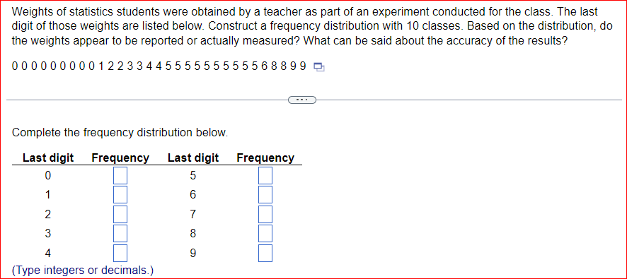 Solved Weights of statistics students were obtained by a | Chegg.com