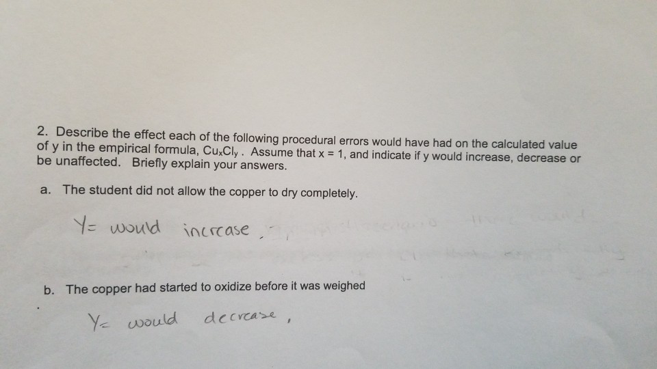 2. Describe the effect each of the following | Chegg.com