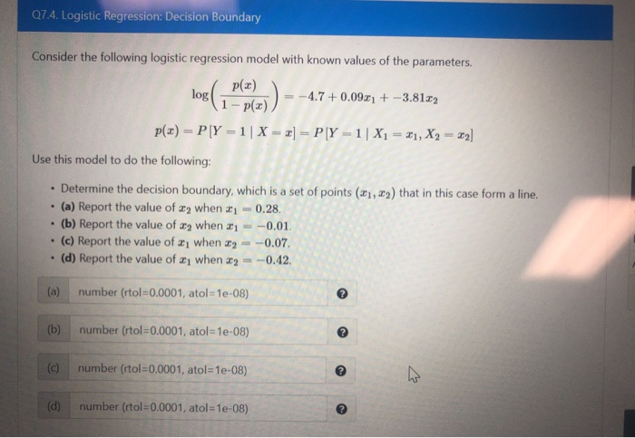 Solved Q7 4 Logistic Regression Decision Boundary Consider