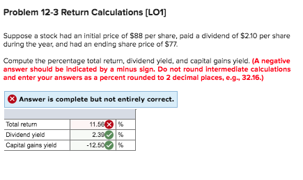 Solved Problem 12-3 Return Calculations [LO1] Suppose a | Chegg.com