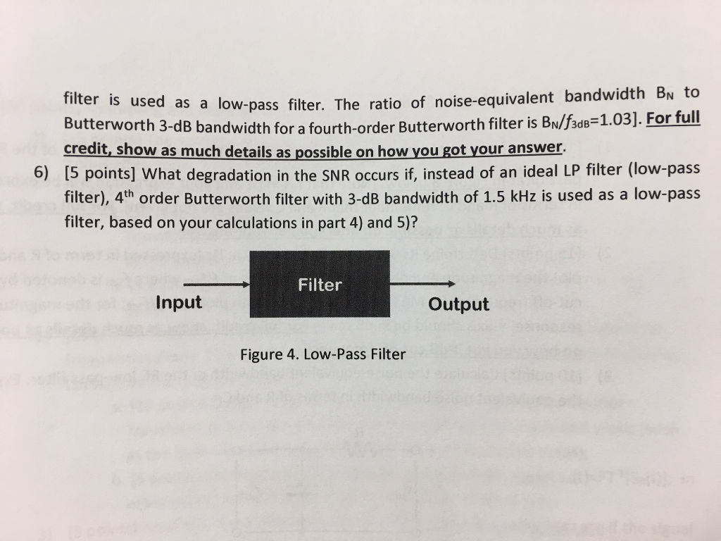 Solved (65 points] Filter and signal & noise: 1) [10 points] | Chegg.com