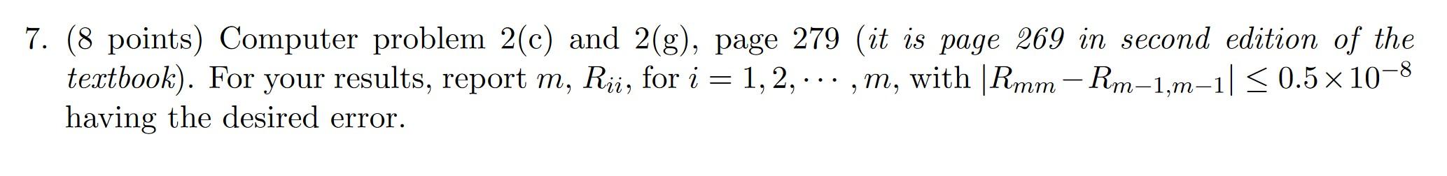 Solved 7. (8 points) Computer problem 2(c) and 2( g), page | Chegg.com