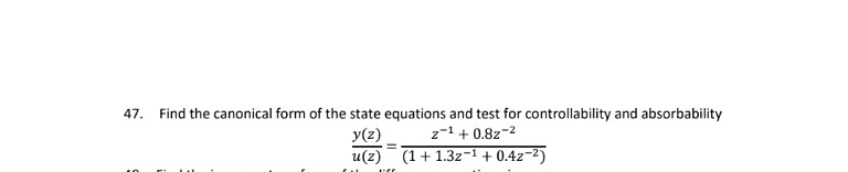 Solved 47. Find the canonical form of the state equations | Chegg.com
