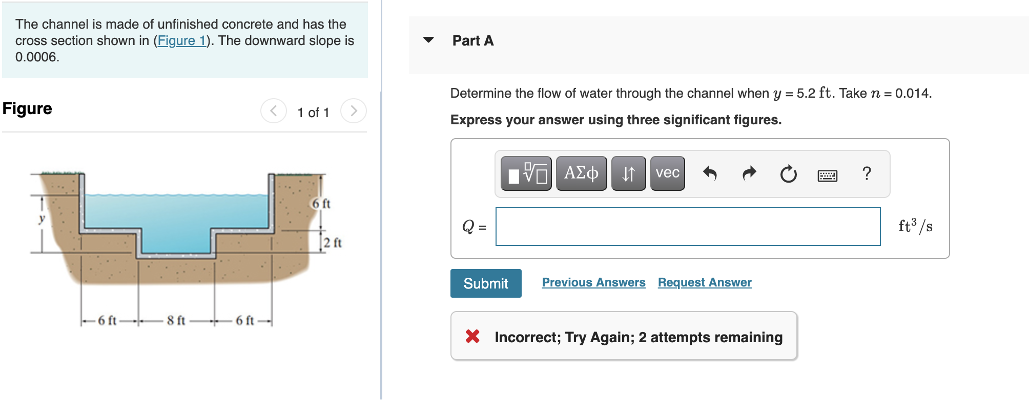 Solved The channel is made of unfinished concrete and has | Chegg.com