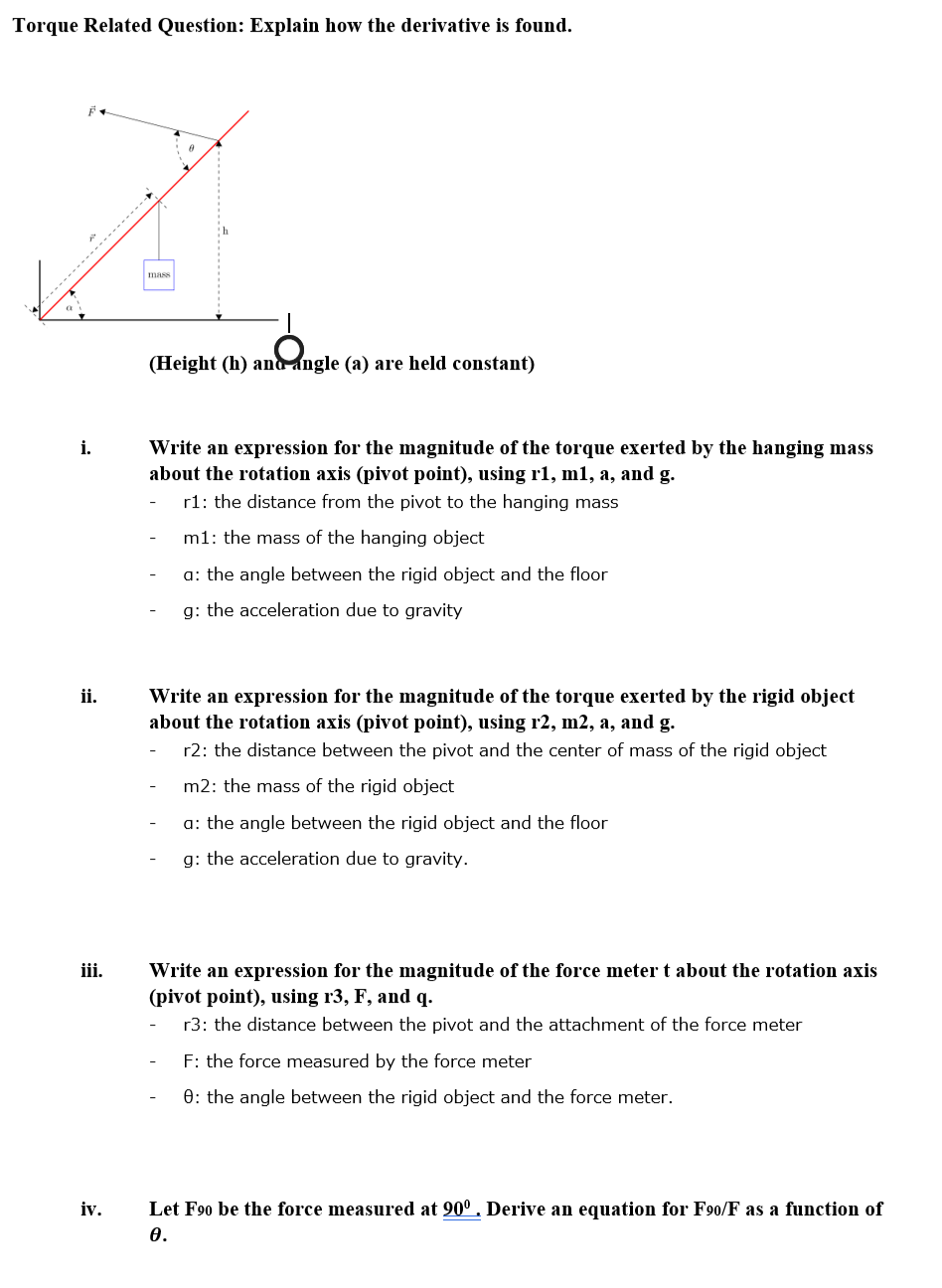 Solved Torque Related Question: Explain how the derivative | Chegg.com