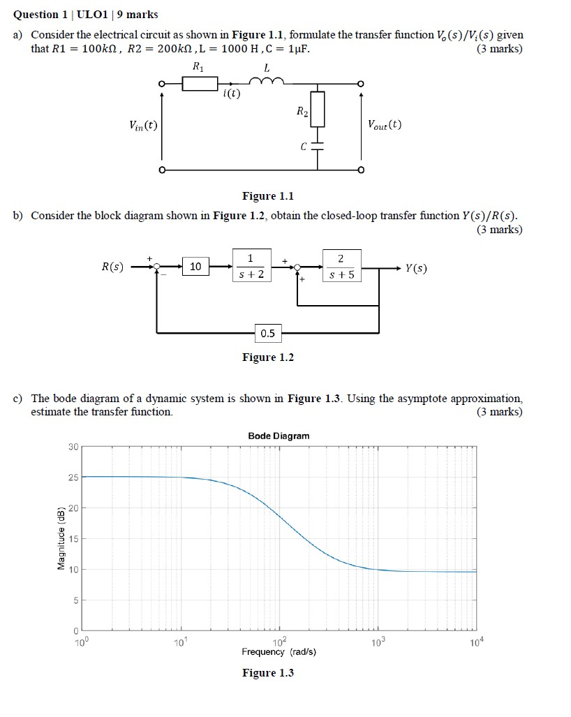 [Solved]: a) Consider the electrical circuit as shown in Fi