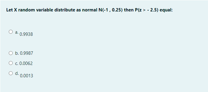 Solved Let X random variable distribute as normal N(-1, | Chegg.com