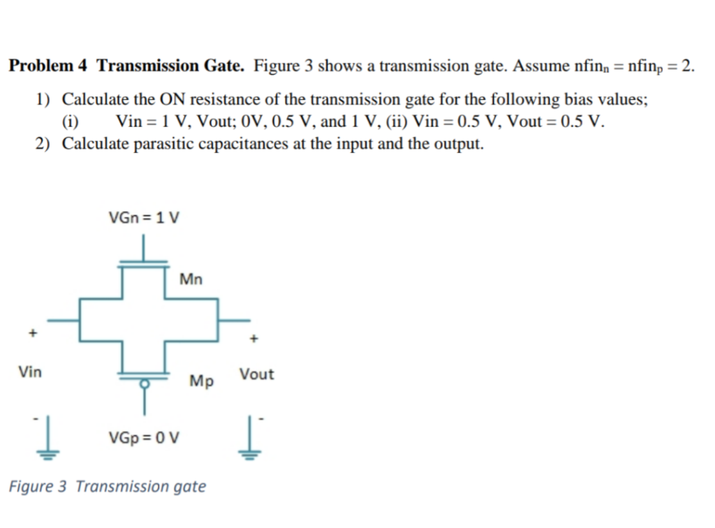 Solved Problem 4 Transmission Gate. Figure 3 shows a | Chegg.com
