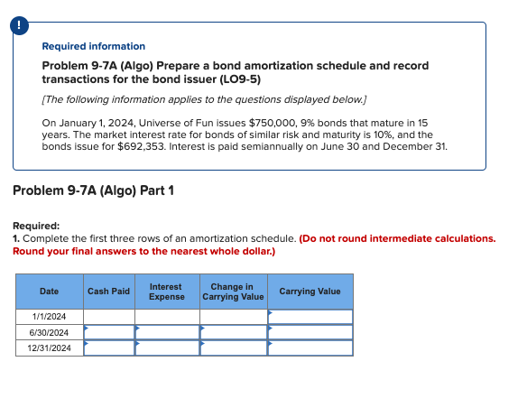 Solved !Required informationProblem 9-7A (Algo) ﻿Prepare a | Chegg.com