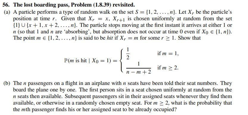 56. The lost boarding pass, Problem (1.8.39) | Chegg.com
