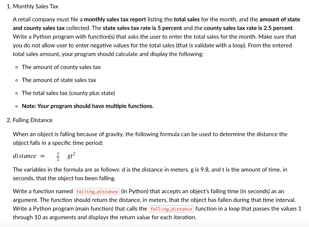 Solved 1. Monthly Sales Tax A retail company must file a | Chegg.com