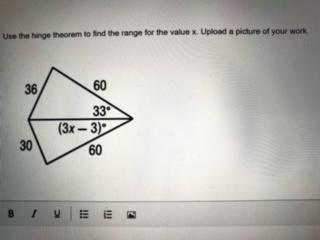 Solved Use the hinge theorem to find the range for the | Chegg.com