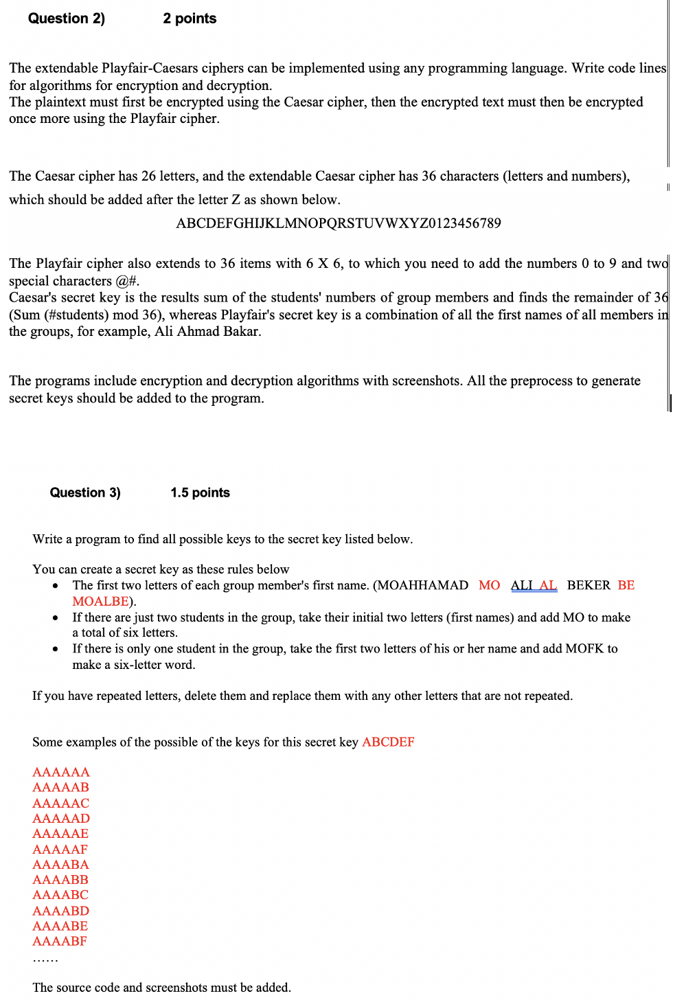 The extendable Playfair-Caesars ciphers can be | Chegg.com