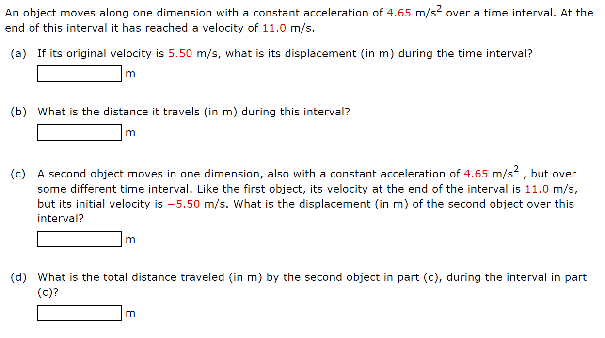 Solved An object moves along one dimension with a constant | Chegg.com