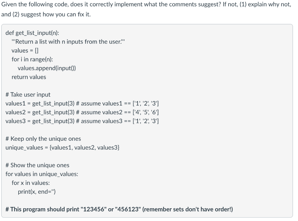 Solved Given the following code, does it correctly implement | Chegg.com