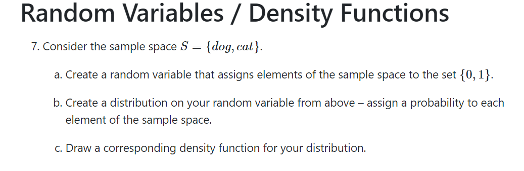 Solved Random Variables / Density Functions 7. Consider the | Chegg.com