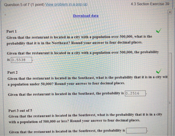 Solved Question 5 of 7 (1 point) View problem in a.pop-Up 43 | Chegg.com