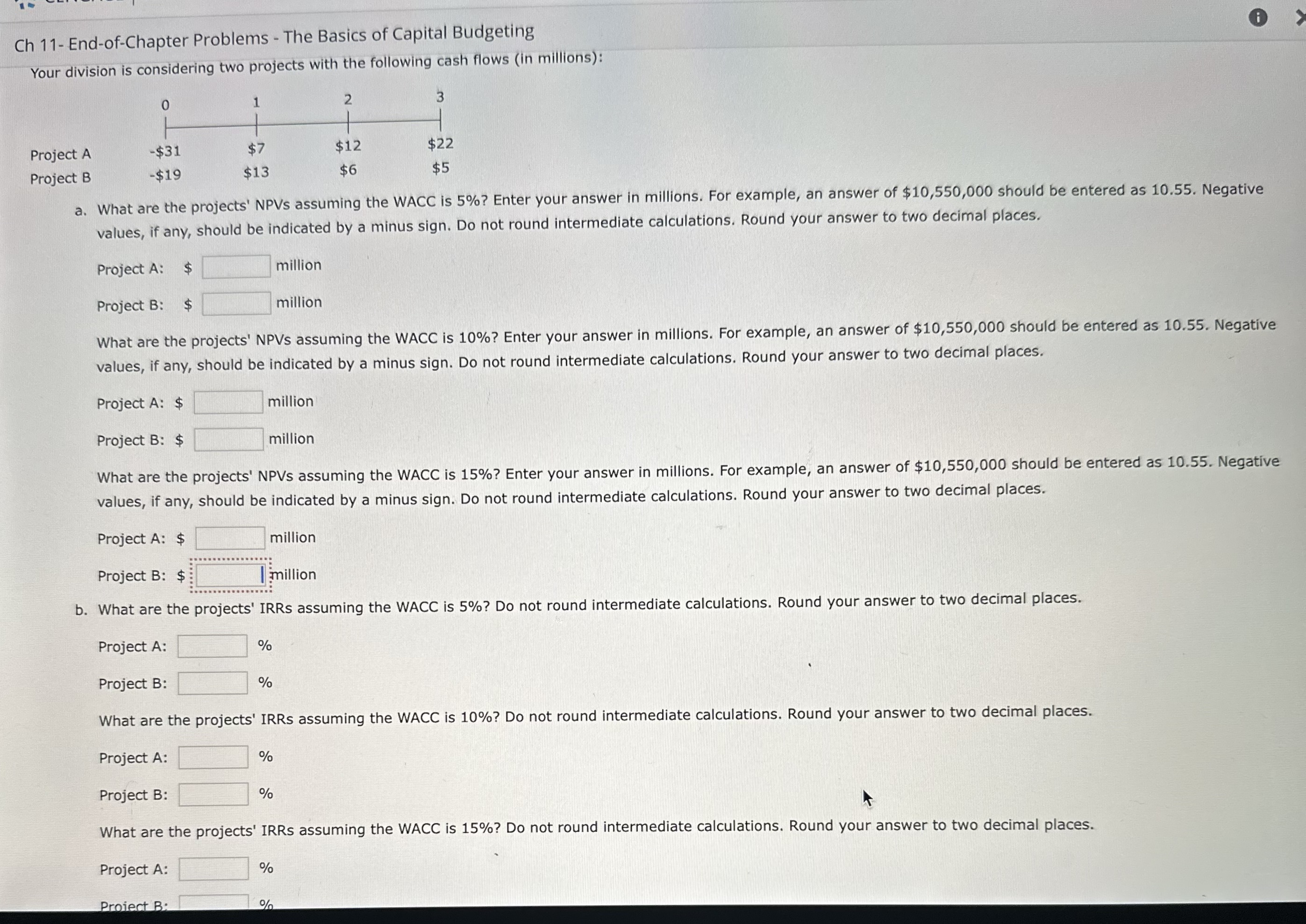 Solved Ch 11-End-of-Chapter Problems - The Basics of Capital | Chegg.com