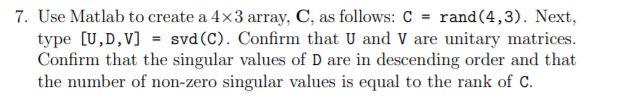 Solved 7. Use Matlab to create a 4x3 array, C, as follows: C | Chegg.com
