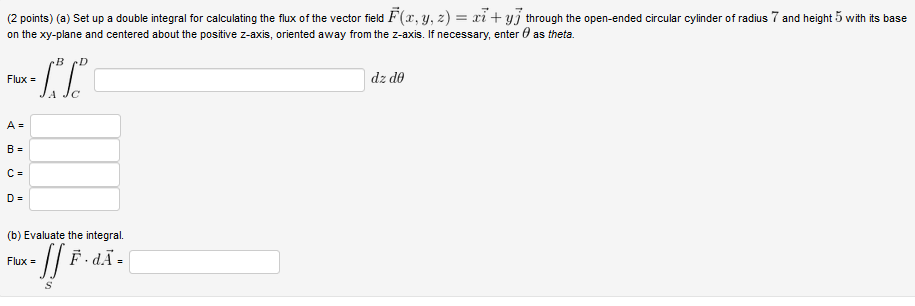 Solved (2 points) (a) Set up a double integral for | Chegg.com