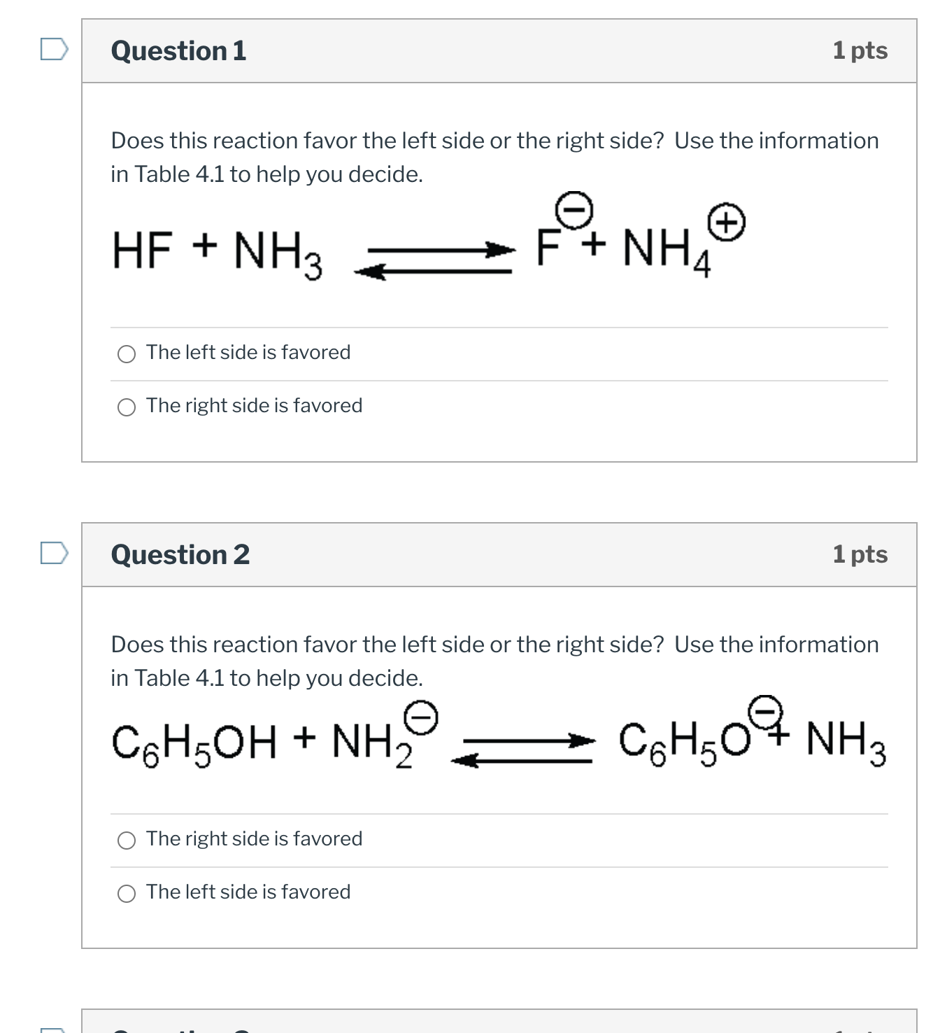 Does this reaction favor the left side or the right | Chegg.com