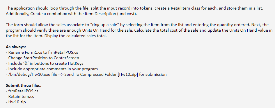 Solved Write a class named Retailltem that holds data about | Chegg.com