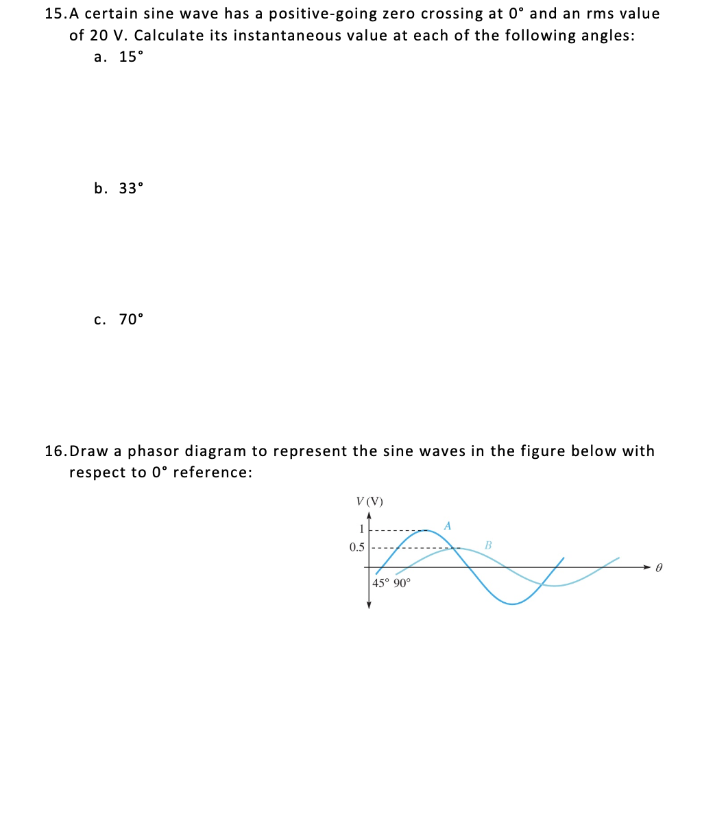 Solved 15.A certain sine wave has a positive-going zero | Chegg.com