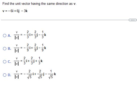 Solved Find the unit vector having the same direction as \\( | Chegg.com