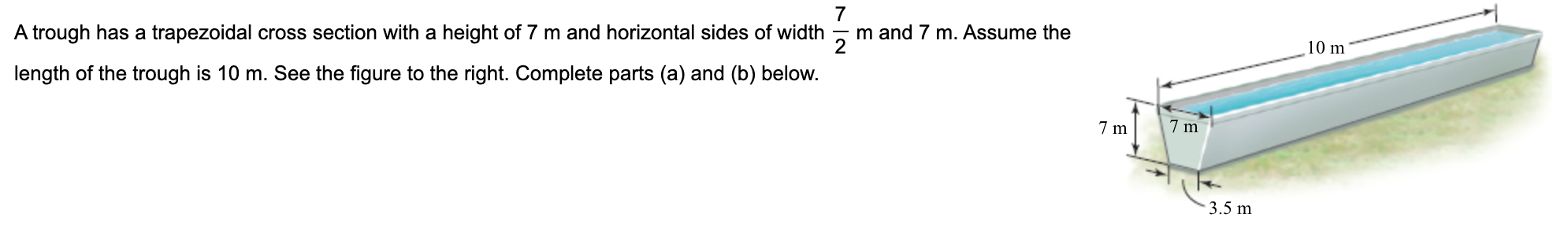 Solved A trough has a trapezoidal cross section with a | Chegg.com