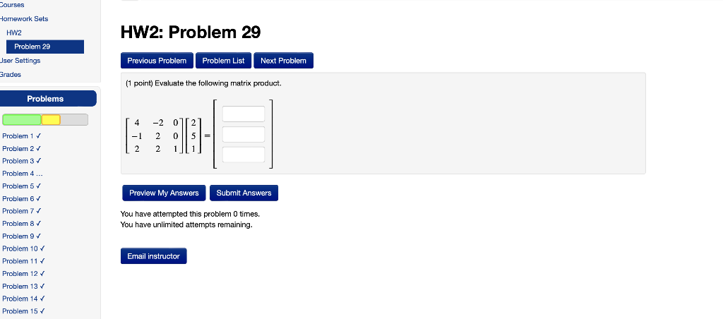Solved Courses Homework Sets HW2 Problem 29 User Settings | Chegg.com