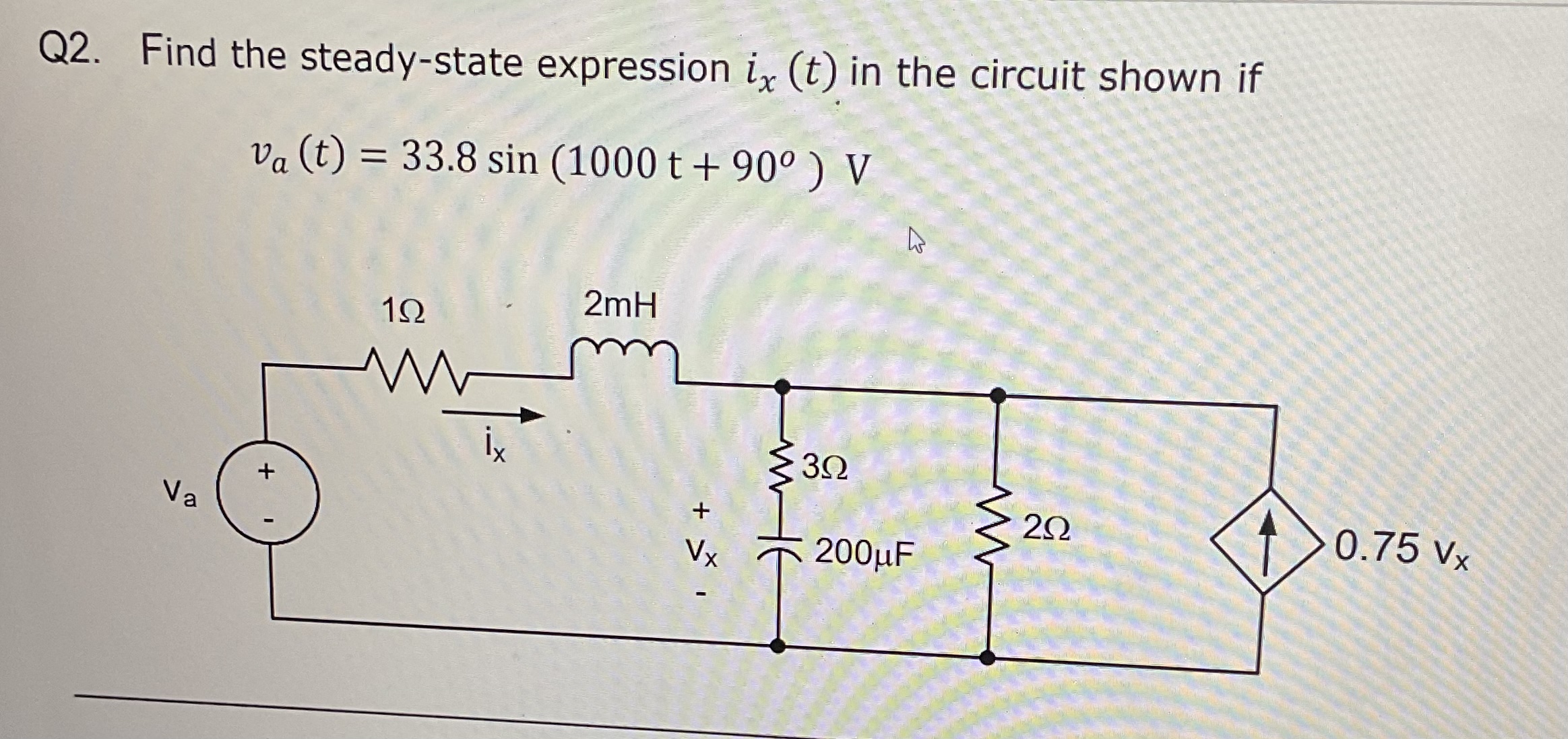 Solved 2. Find the steady-state expression ix(t) in the | Chegg.com