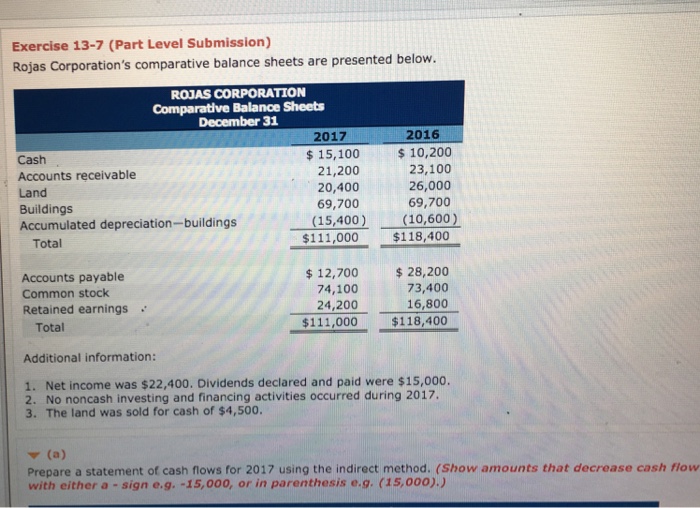 Solved Exercise 13-7 (Part Level Submission) Rojas | Chegg.com