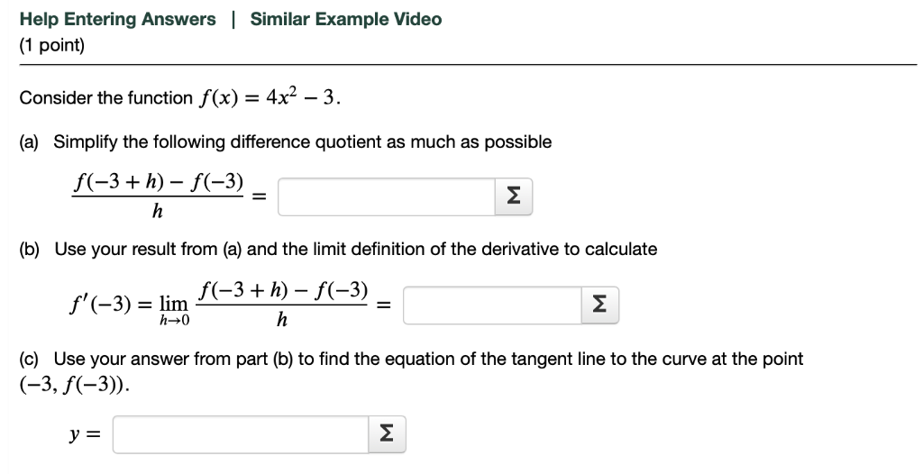 Solved Help Entering Answers | Similar Example Video (1 | Chegg.com